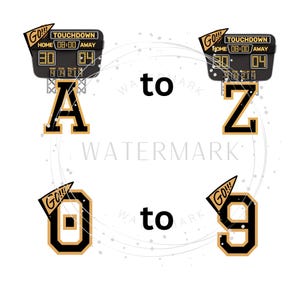 Football Scoreboard Alphabet & Numbers PNG | Sports Letters PNG | Game ...