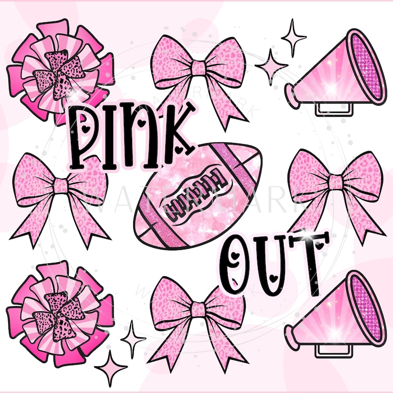 Pink Out Cheer Tumbler Wrap PNG | Breast Cancer Awareness Cheer Bow ...
