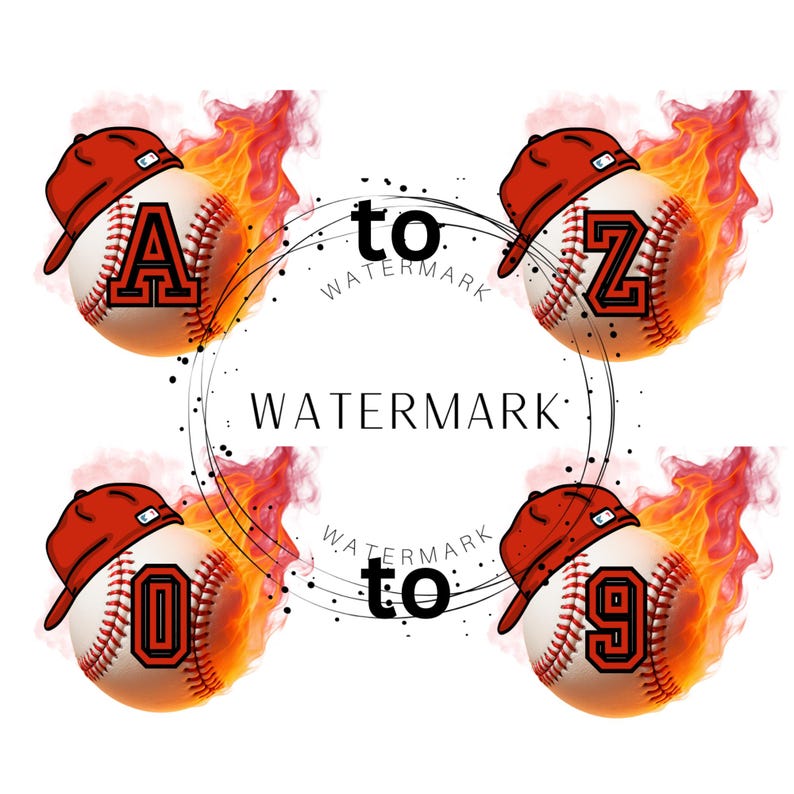 Flaming Baseball Alphabet & Numbers Clipart | Sports Letters PNG ...