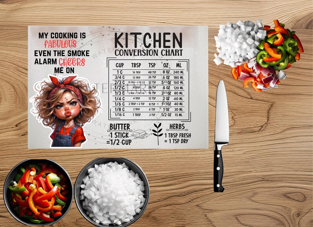 Funny Kitchen Conversion Chart PNG: Smoke Alarm Chef Design (digital ...