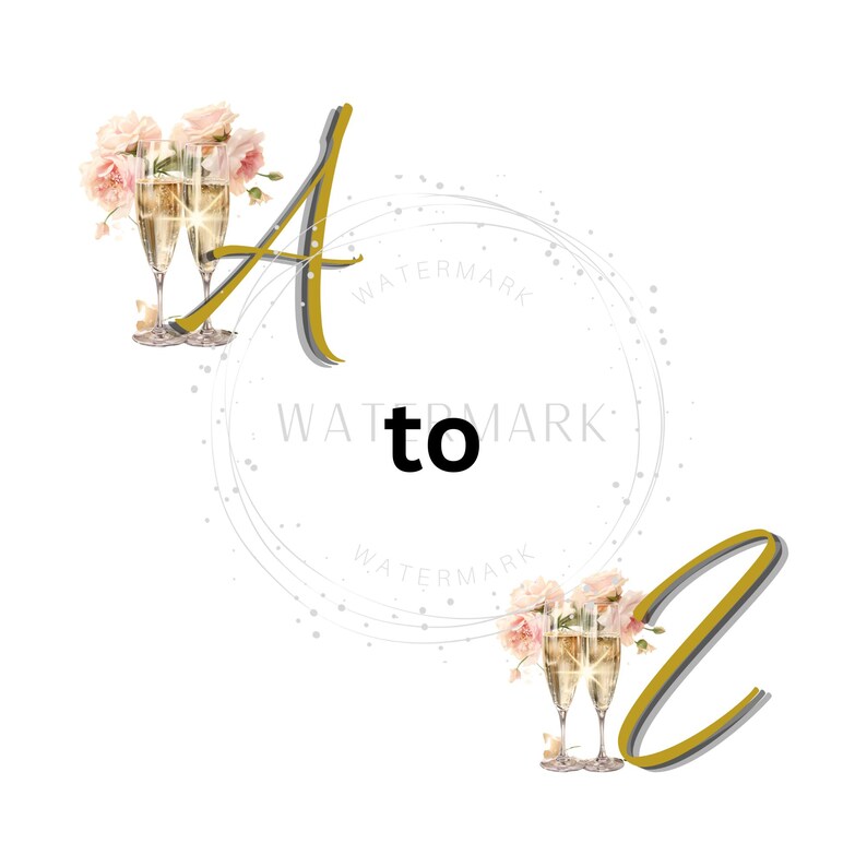 Champagne Wedding Alphabet PNG | Elegant Gold Letters With Flowers ...