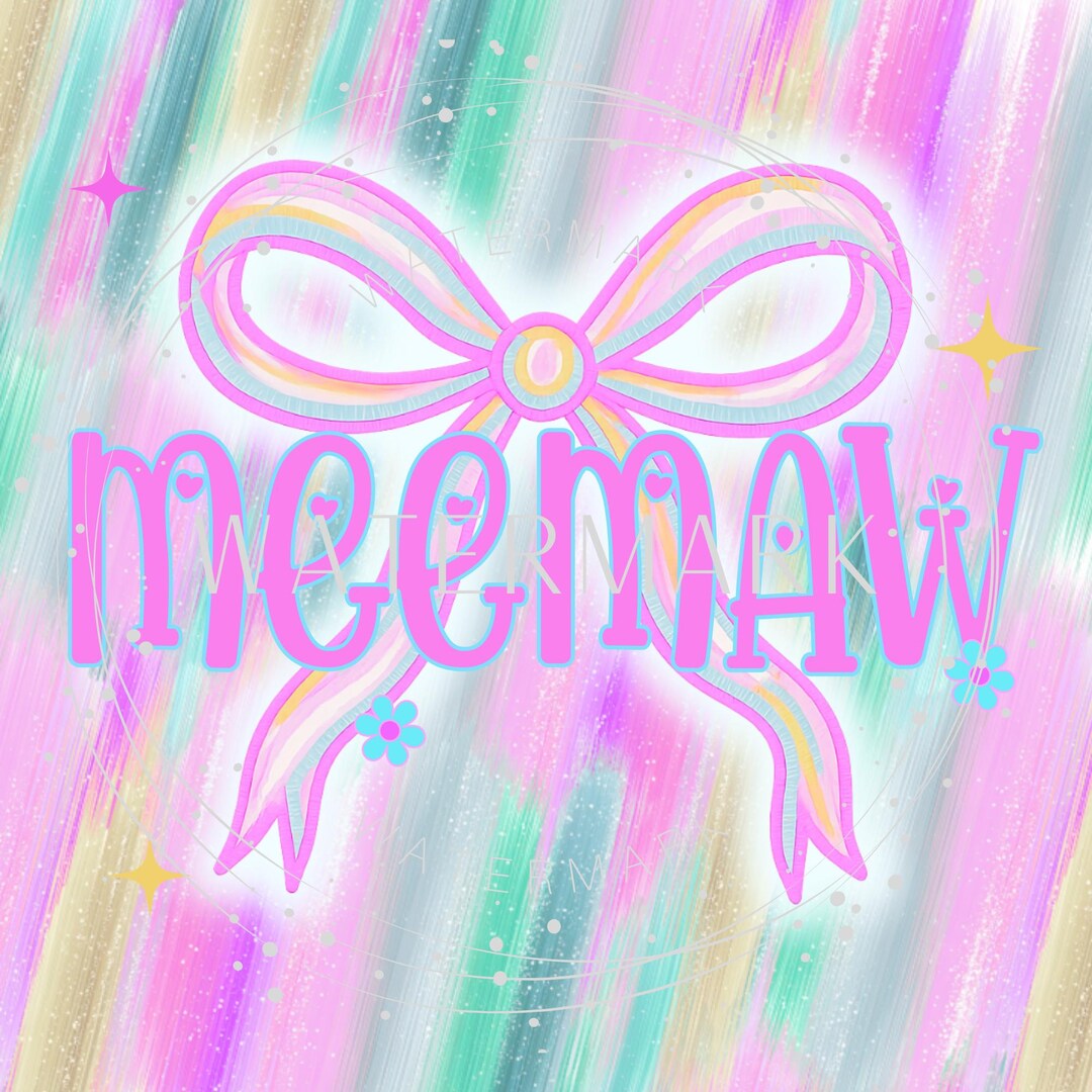 A “meemaw” PNG Sublimation Design – Pastel Bow & Heart Letter Grandma ...