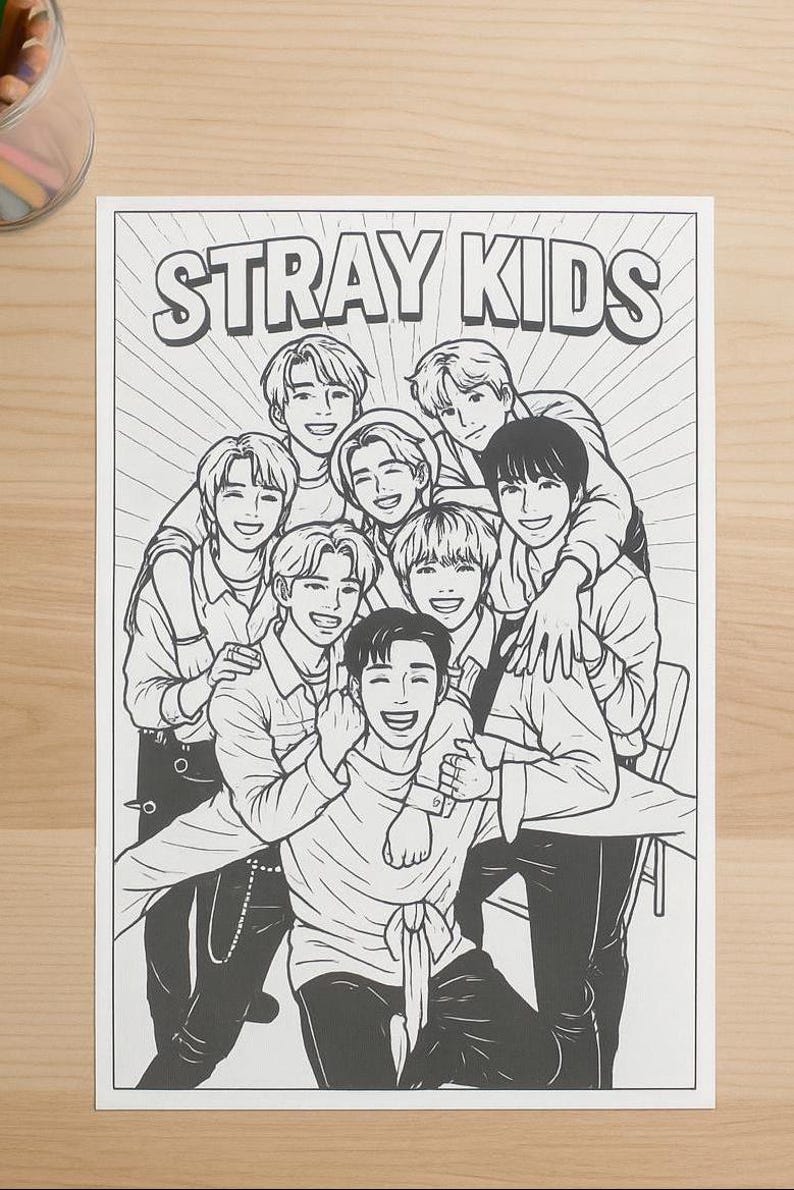 Stray Kids Coloring Book, 25 Digital Coloring Pages, KPOP Straykids ...