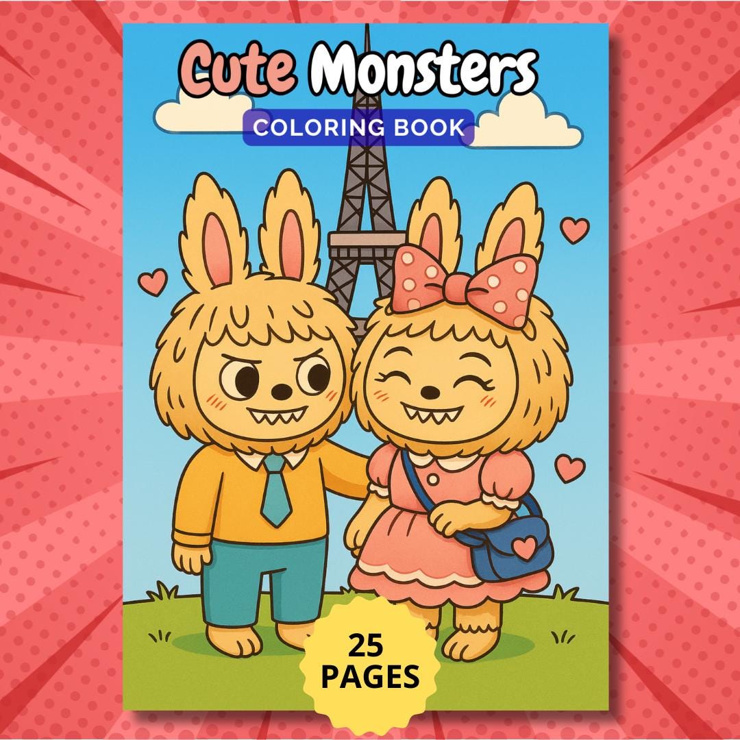 Cute Monsters Coloring Book, 25 Labubu Coloring Pages PDF, Instant ...