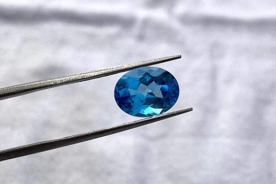 London Blue Topaz Gemstone, High-quality Oval Faceted Loose Stone for ...