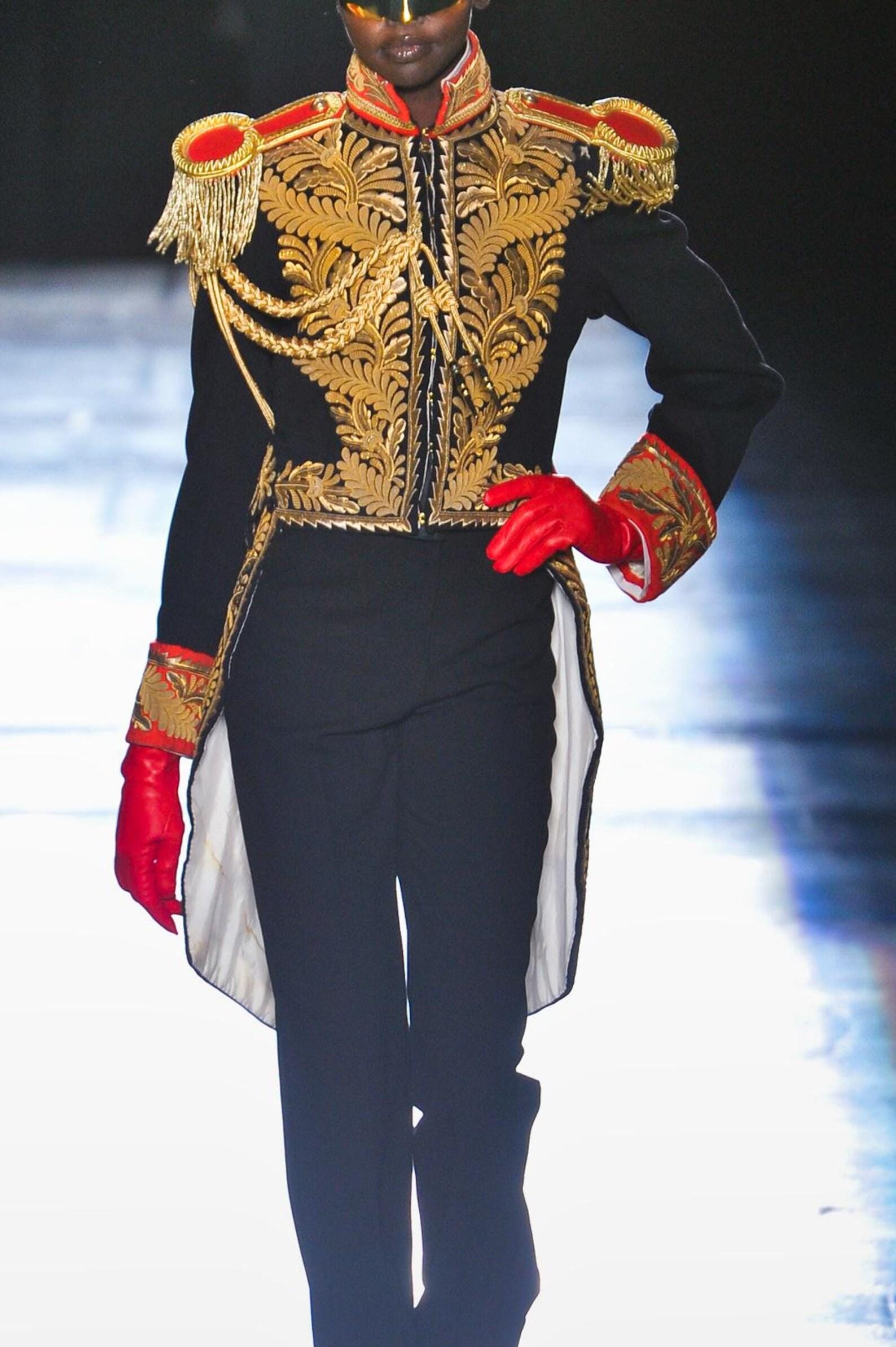 Black & Gold Embroidered Military Tailcoat Regal Officer Jacket With ...