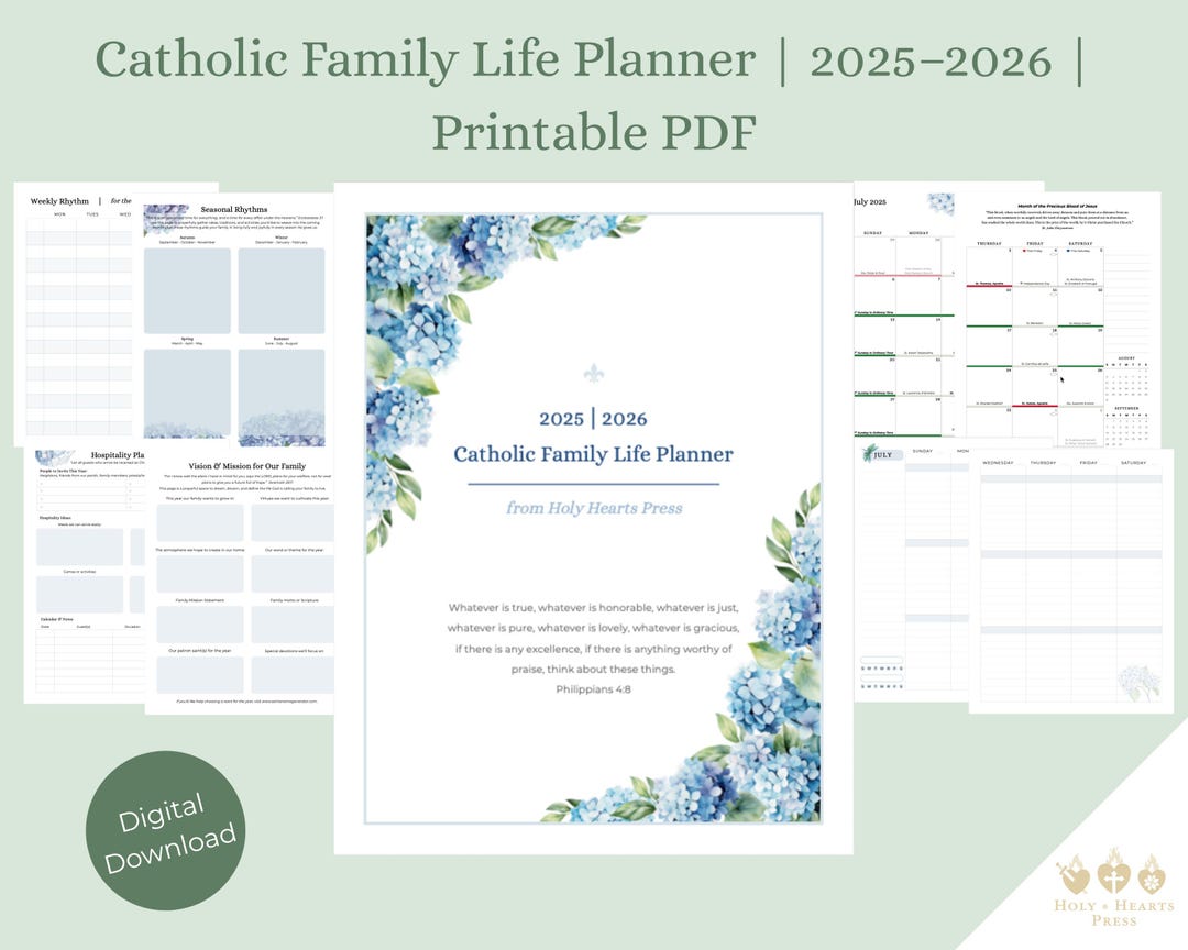 Catholic Family Life Planner 2025-2026: Liturgical Calendar, Vision ...