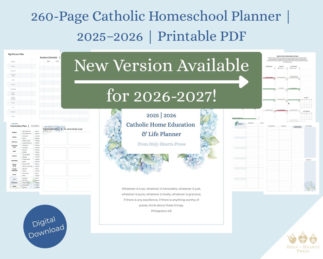 Catholic Homeschool Planner 2025–2026 | Printable PDF | Liturgical ...