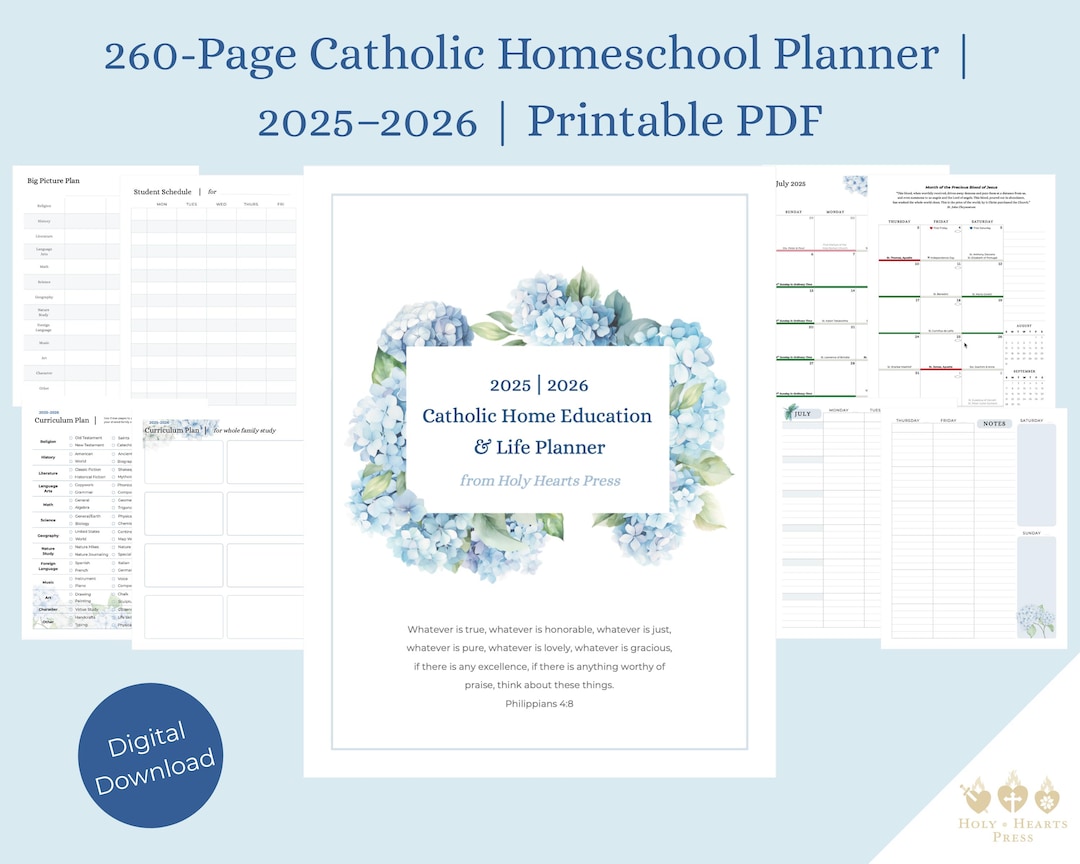 Catholic Homeschool Planner 2025–2026 | Printable PDF | Liturgical ...
