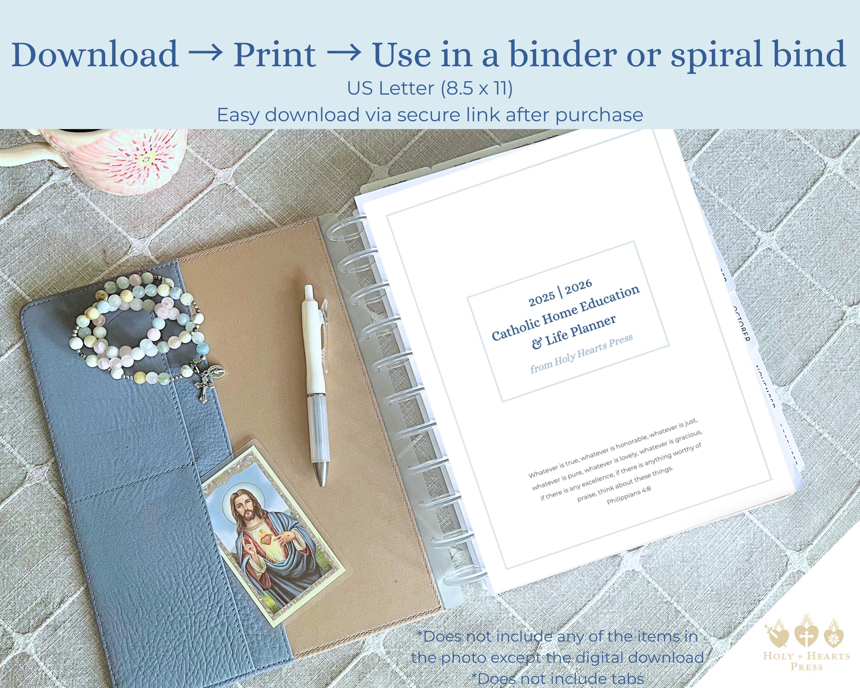 SIMPLE Catholic Homeschool Planner 2025–2026 | Printable PDF ...