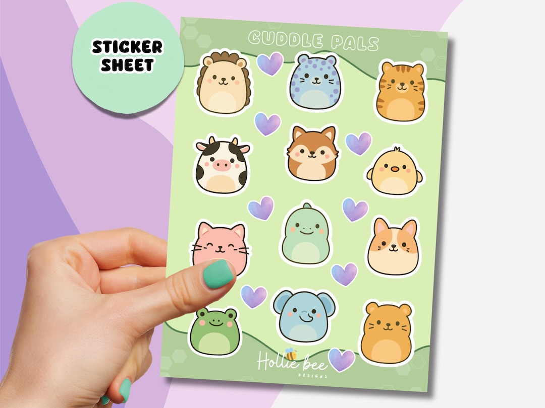Cuddle Pals Sticker Sheet – Cute Kawaii Animal Friends Including Fox ...