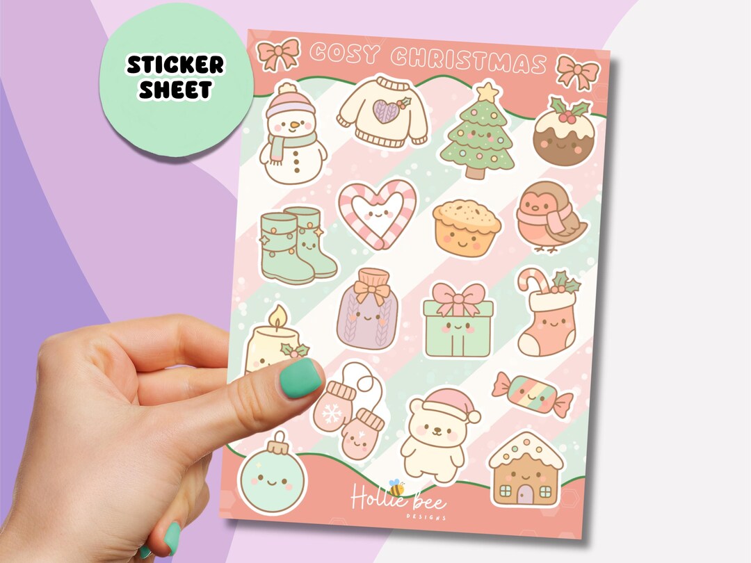 Kawaii Christmas Sticker Sheet – Cute Holiday Planner Stickers With ...