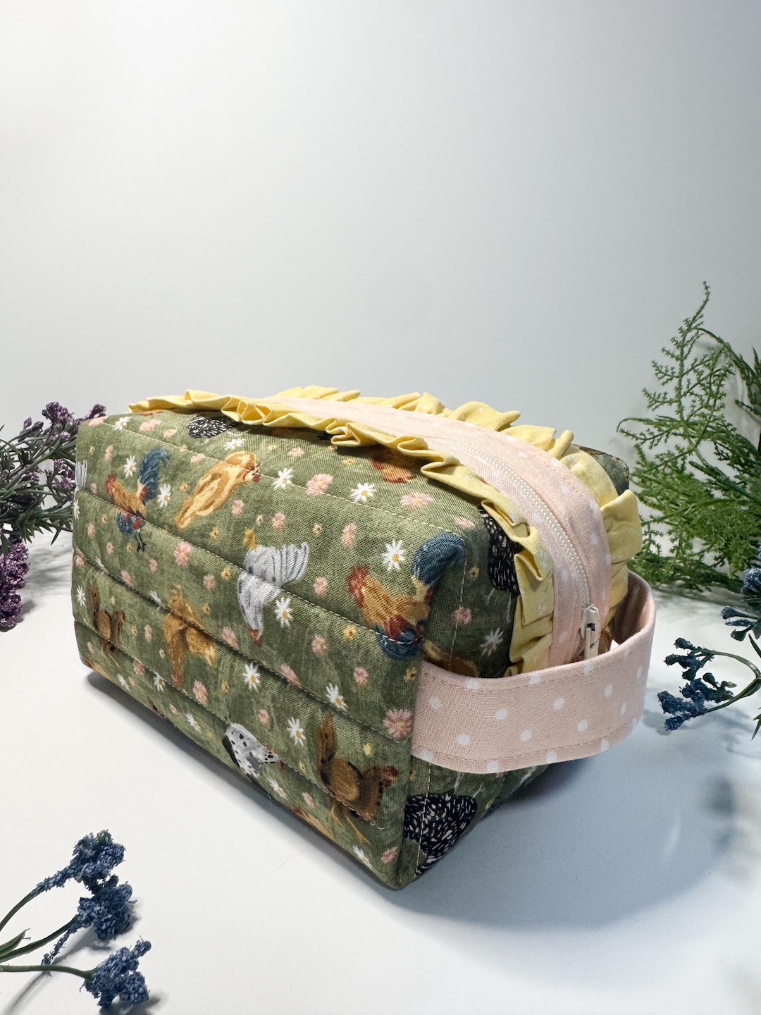 Quilted Essentials Pouch – Small Batch Floral Chicken Travel Organizer ...