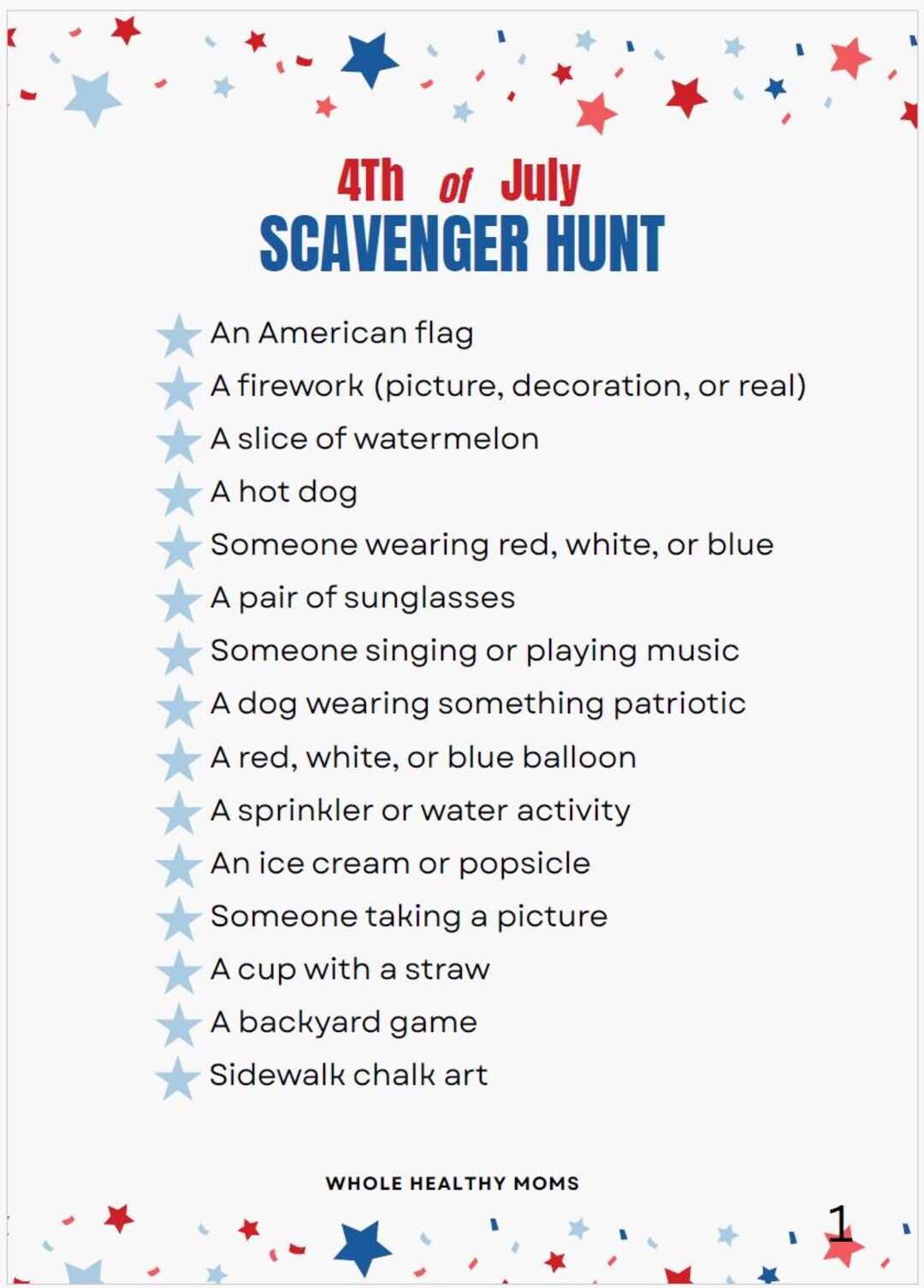 Fourth of July Scavenger Hunt Printable – Fun Outdoor Party Game for ...