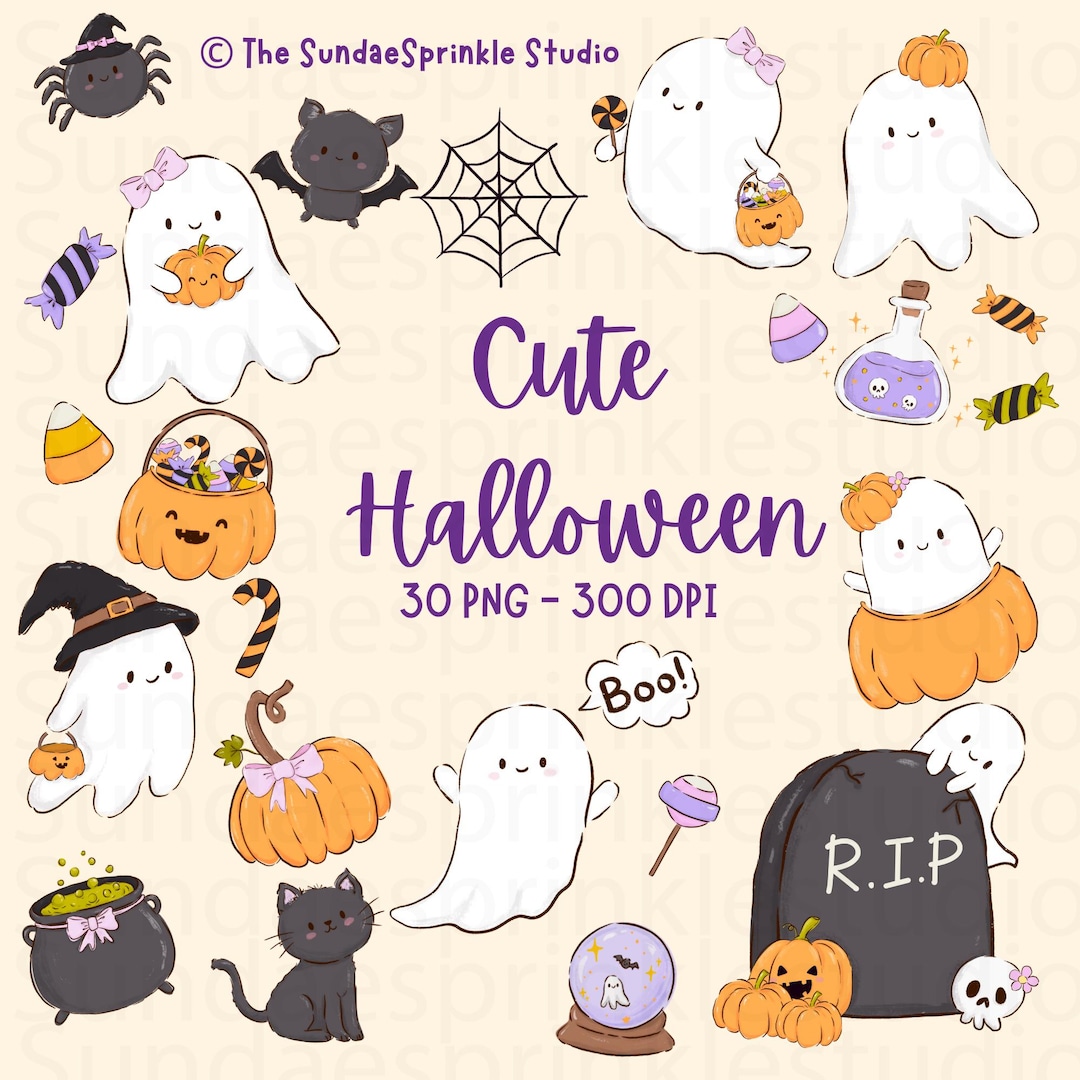 Kawaii Halloween Clipart Bundle, Spooky Pngs (digital Download - Etsy