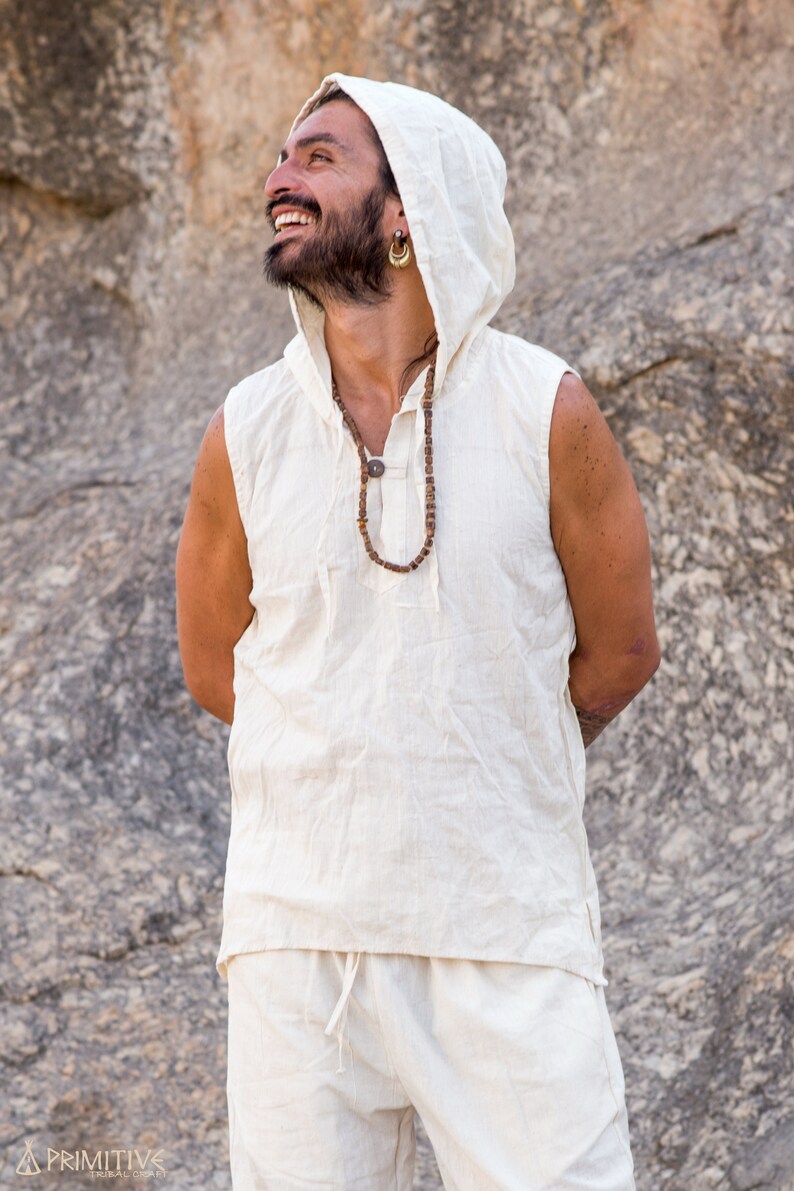 Earthy Summer Outfit Sleeveless Shirt With Hoodie Men - Etsy