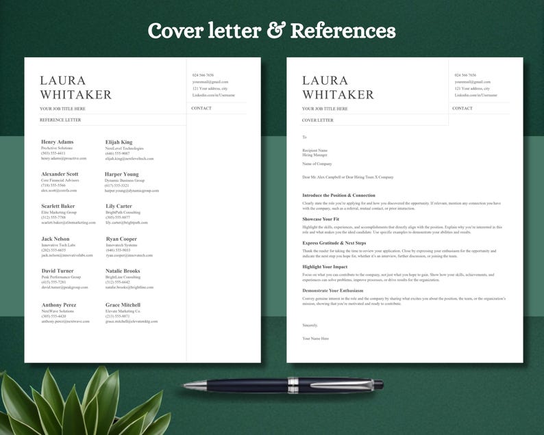 Modern ATS Resume Template Word Pages Google Docs, 2-page CV - Etsy