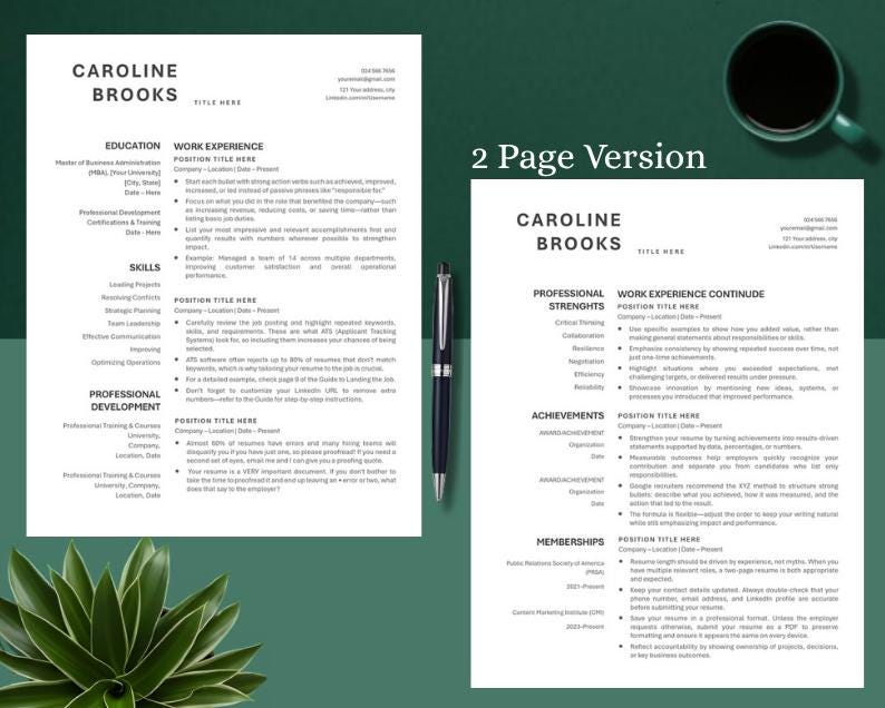 ATS Friendly Resume Template, Microsoft Word, Pages, Google Docs - Etsy