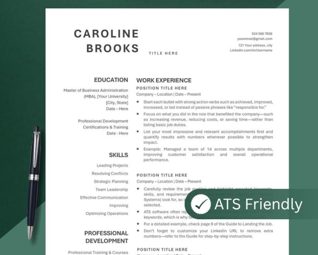Microsoft Word, & Pages, – ATS Friendly Resume Format, Resume Template ...