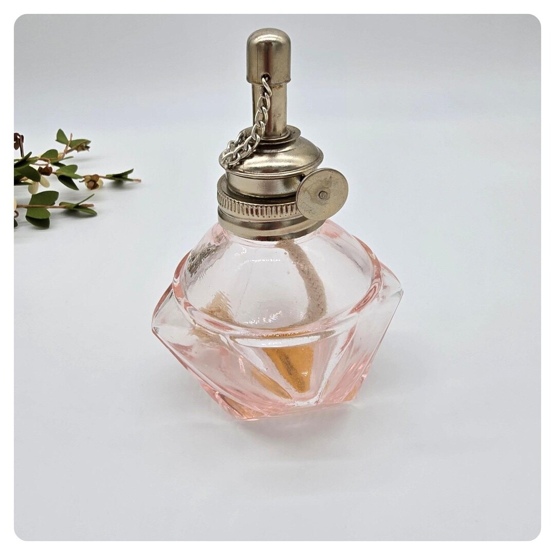 Vintage Pink Glass Oil Lamp With Metal Wick Cap – Decorative Mini Table ...