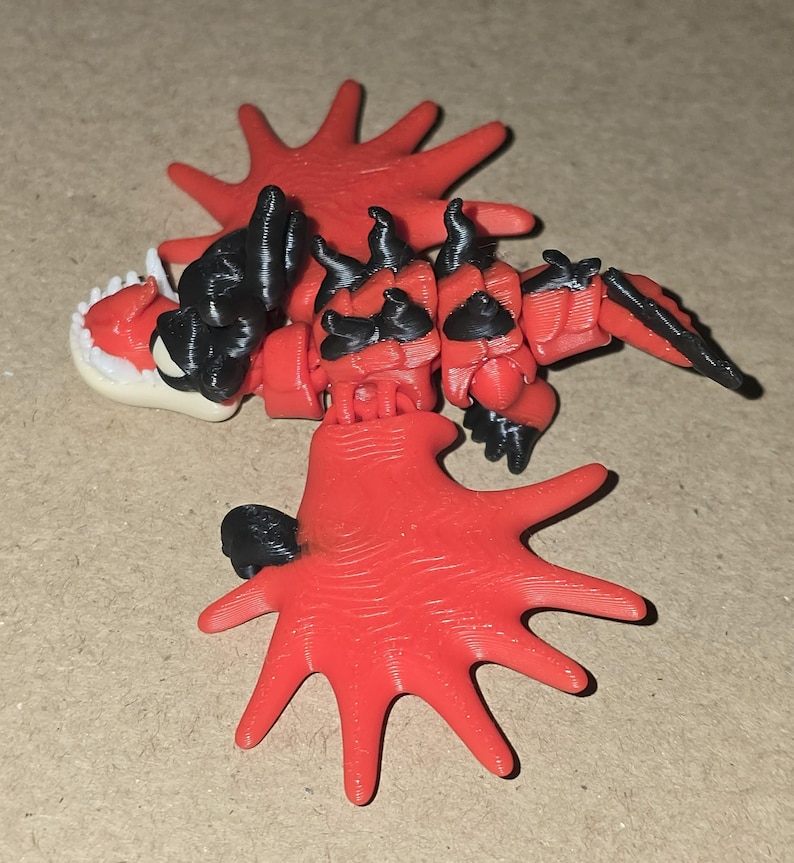 Articulated Red Spiked Dragon - 3D Printed Flexible Fire-drake ...