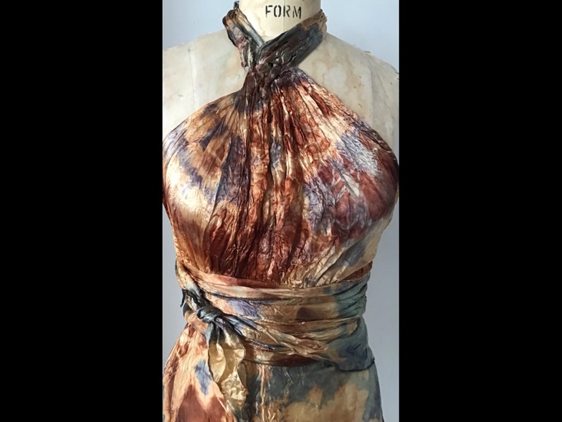 Copper Greeen Nicole Hand Made and Hand Dyed Satin Boho Bridal Dress ...