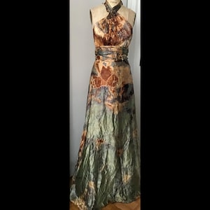 Copper Greeen Nicole Hand Made and Hand Dyed Satin Boho Bridal Dress ...