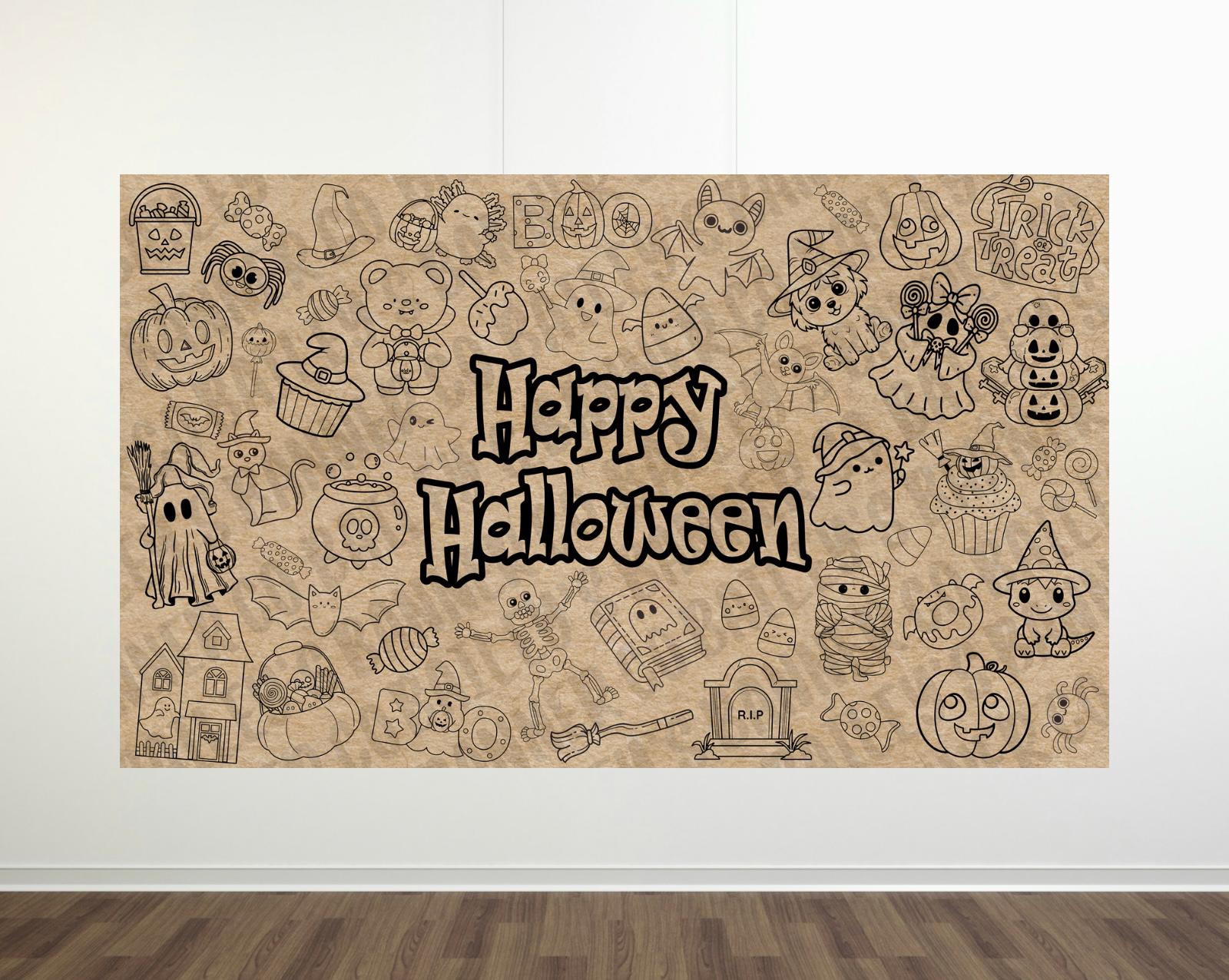 Halloween Banner Coloring Page Template | DIY Happy Halloween Banner ...