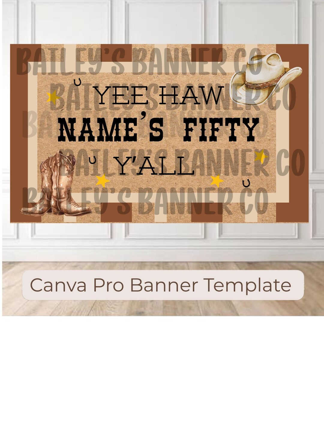 Yee Haw 50th Birthday Banner Template | Editable Western Decor (canva ...