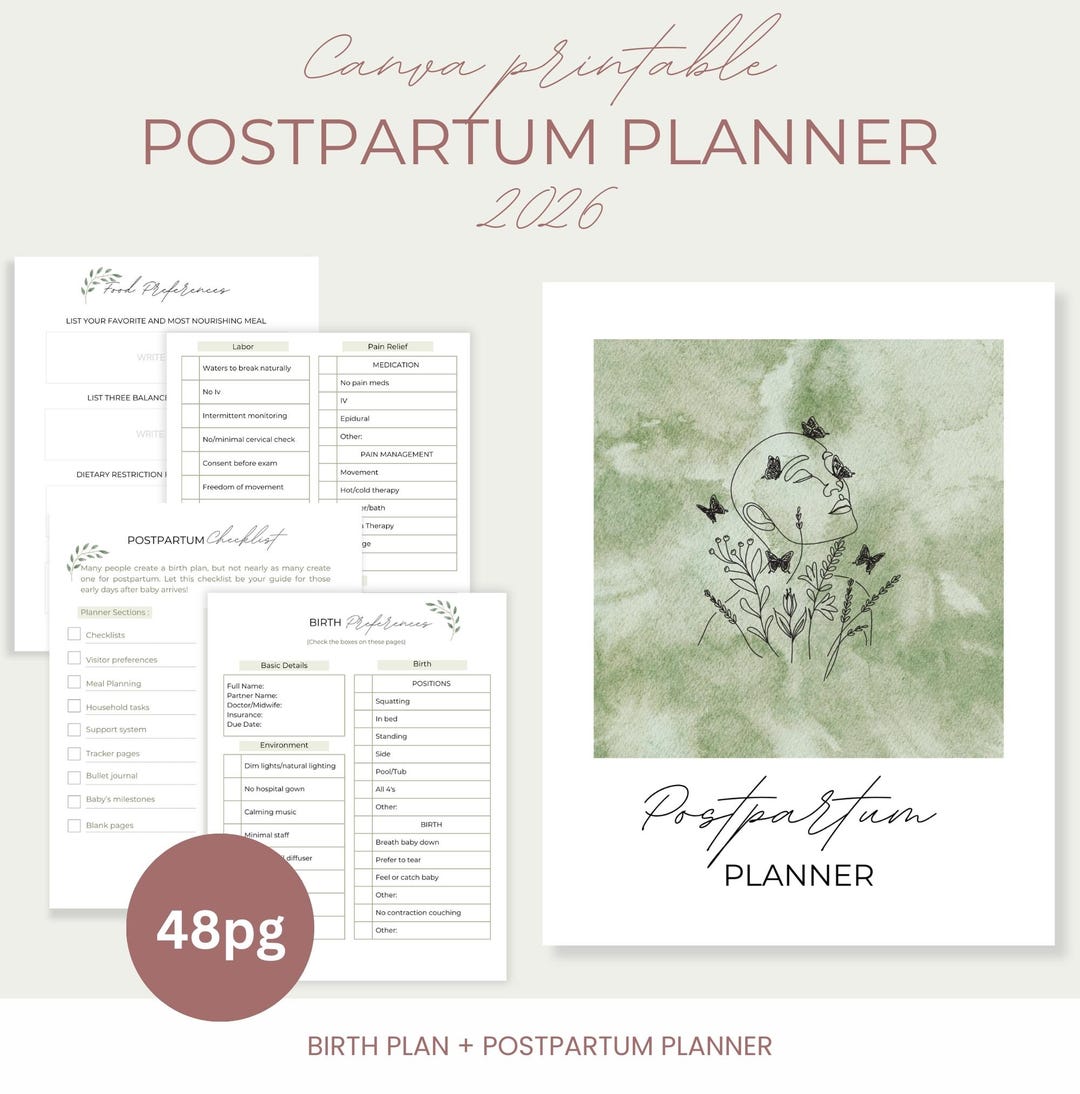 Postpartum Journal Planner 2026, Canva Editable, Printable(pdf) - Etsy