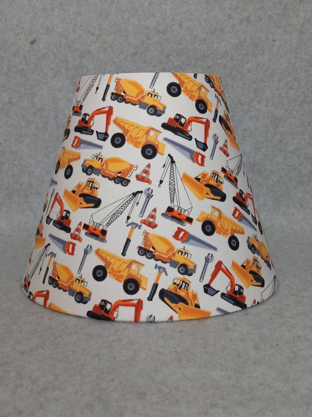 Construction Lamp Shade. Dump Truck, Dozer, Crane, Cement, Tools ...