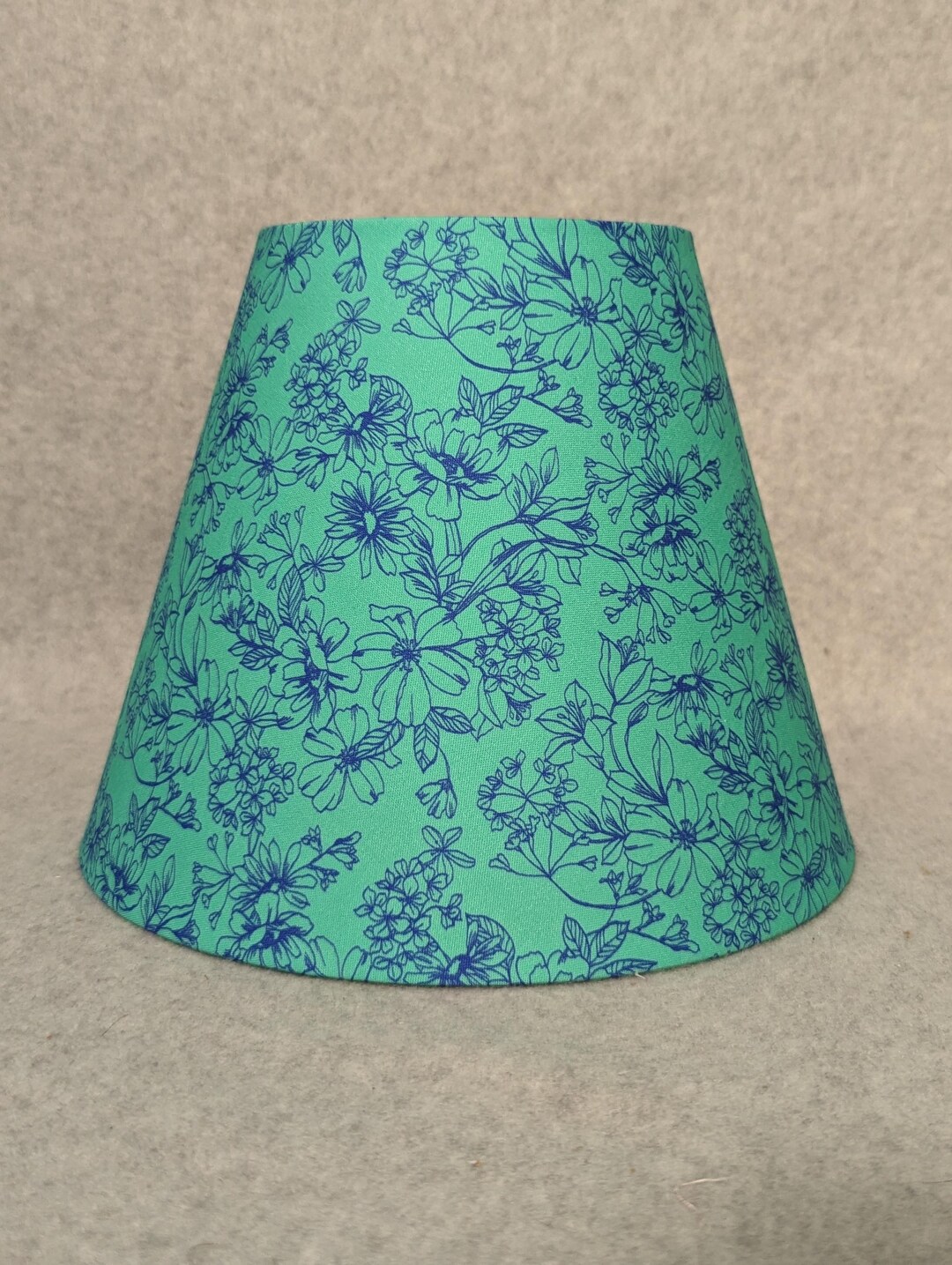 Blue Fine Line Flowers Lamp Shade. Aqua Green. Sketch Look. Black and ...