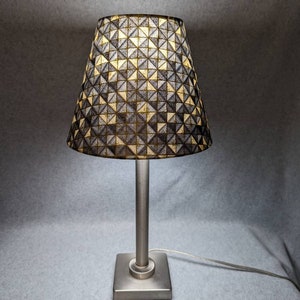 Blue, Gold, White Abstract Lamp Shade. Metallic. Squares. Triangles ...