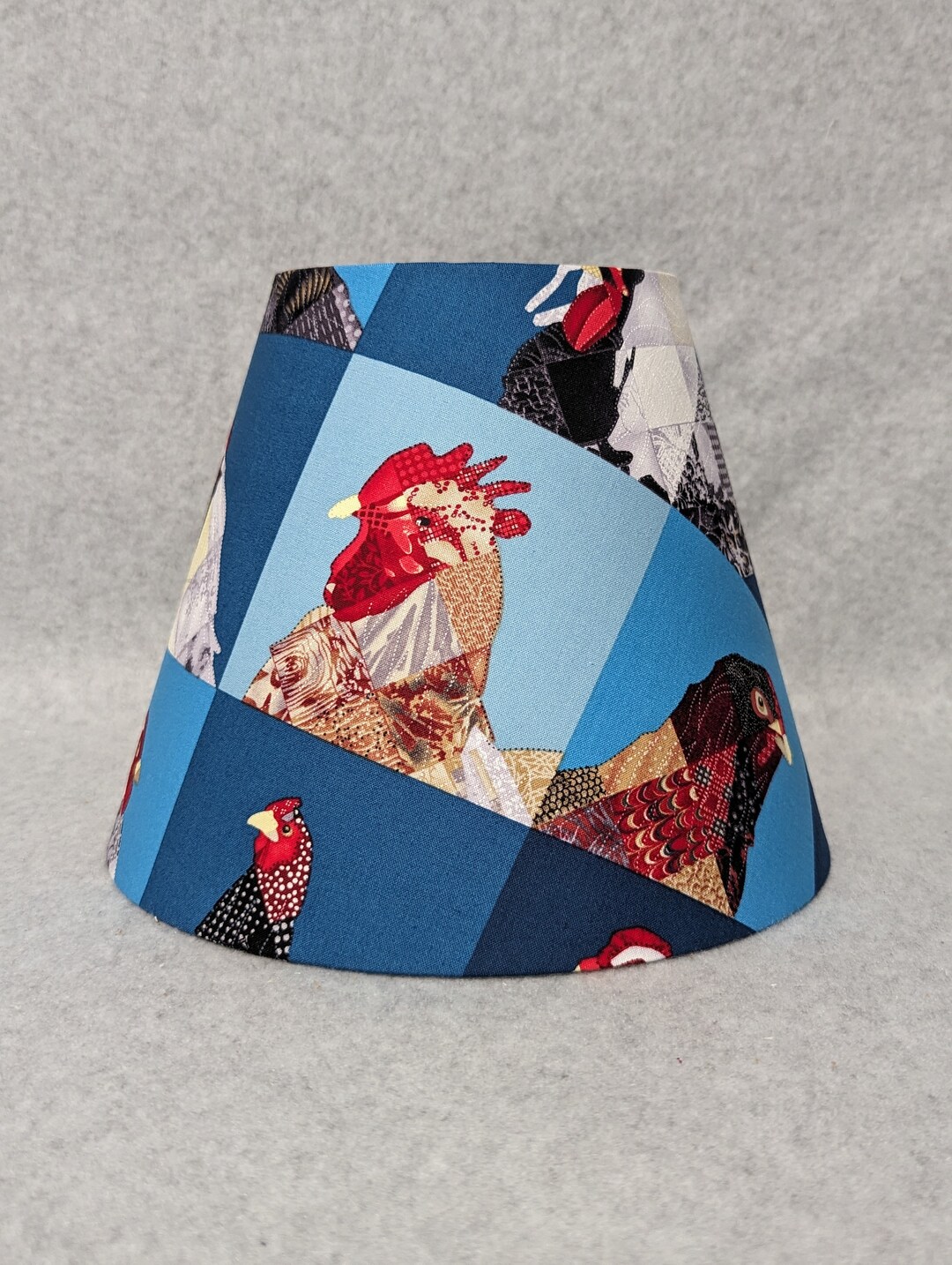 Patchwork Chicken Lamp Shade. Quilted Look. 4" Squares. Chickens, Hen ...