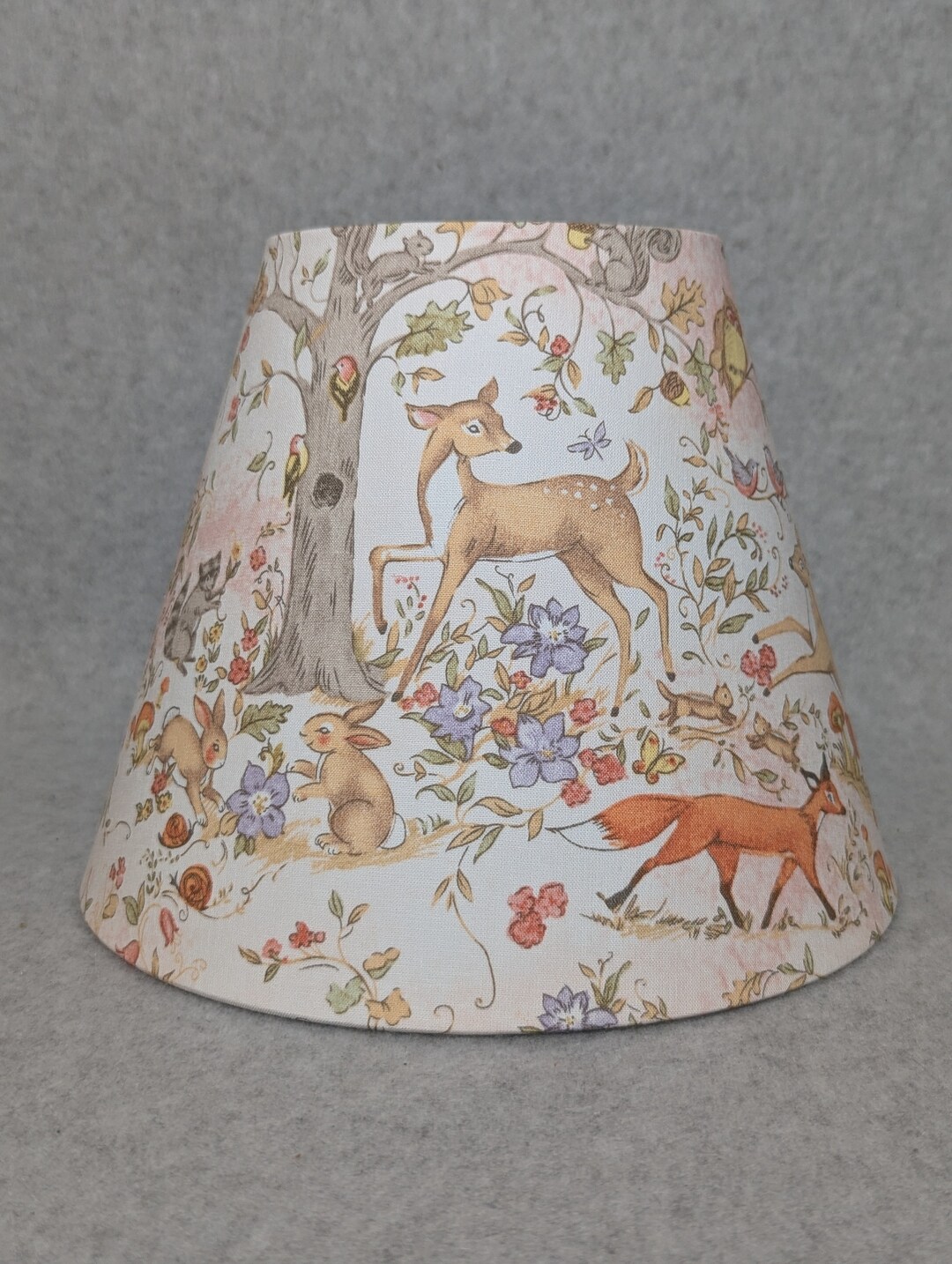 Forest Animal Scene Lamp Shade. Nursery. Fox, Squirrel, Deer, Rabbit ...