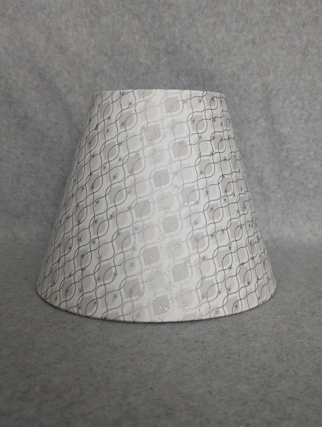 White and Silver Metallic Retro Look Lamp Shade. Shiny! Metallic. Shade ...