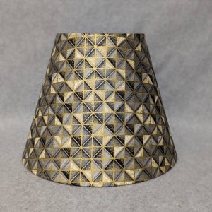 Blue, Gold, White Abstract Lamp Shade. Metallic. Squares. Triangles ...