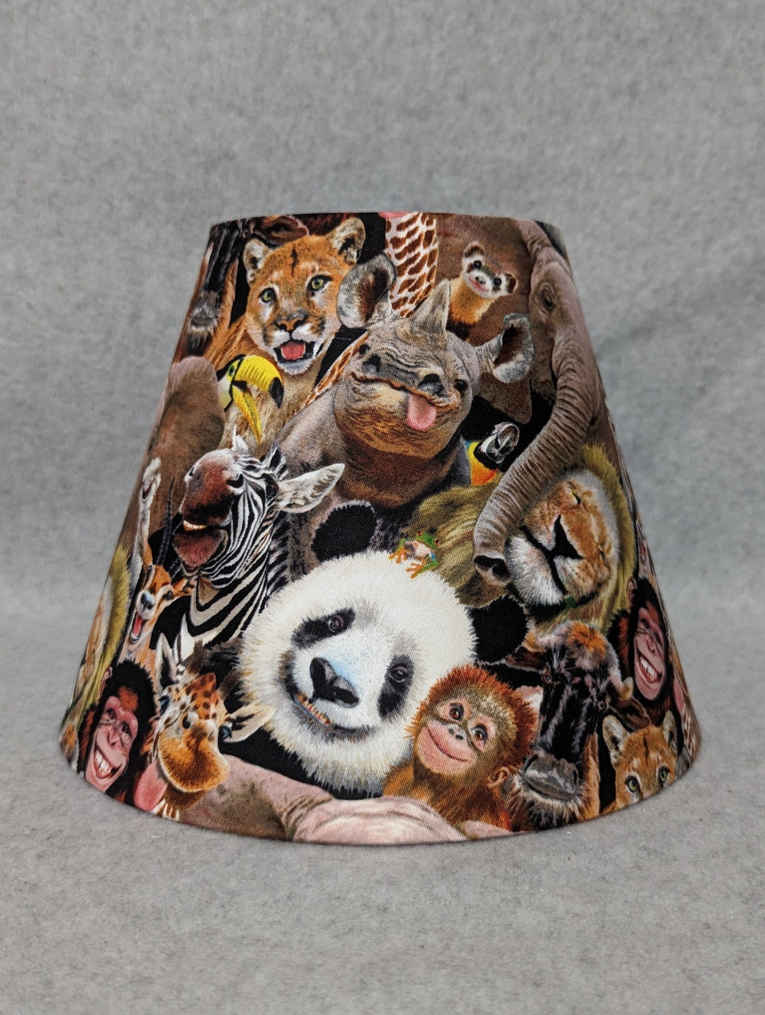 Realistic Zoo Animal Lamp Shade. Nursery. Giraffe, Zebra, Lion, Monkey ...