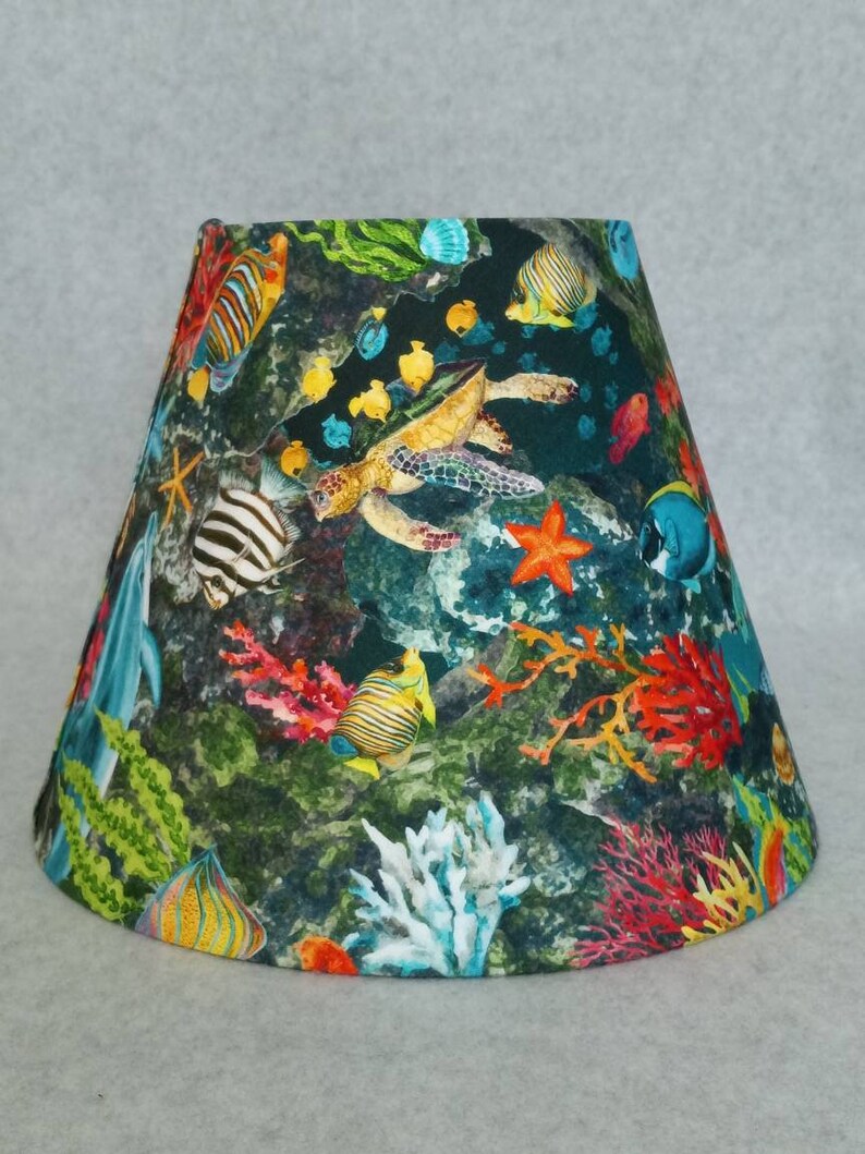 Sea Life Lamp Shade. Random Pattern. Coral Reef. Ocean. Dolphin. Fish ...