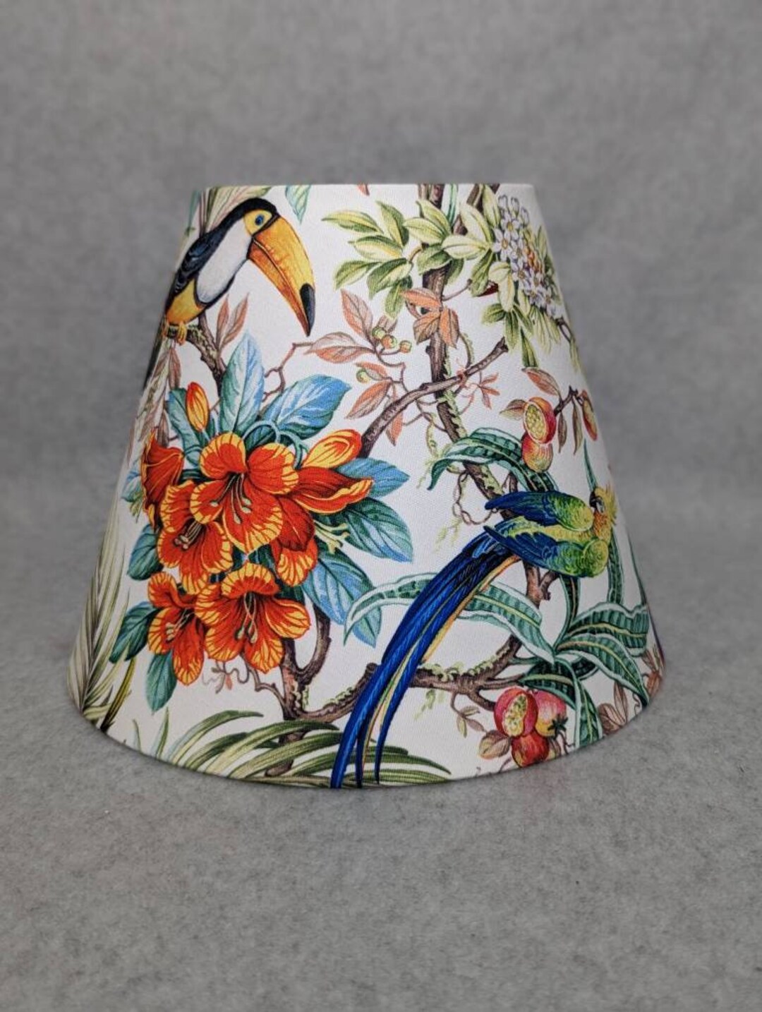 Tropical Birds Lamp Shade. Parrot, Parakeet, Tucan. Shades Are 9.5" X 5 ...