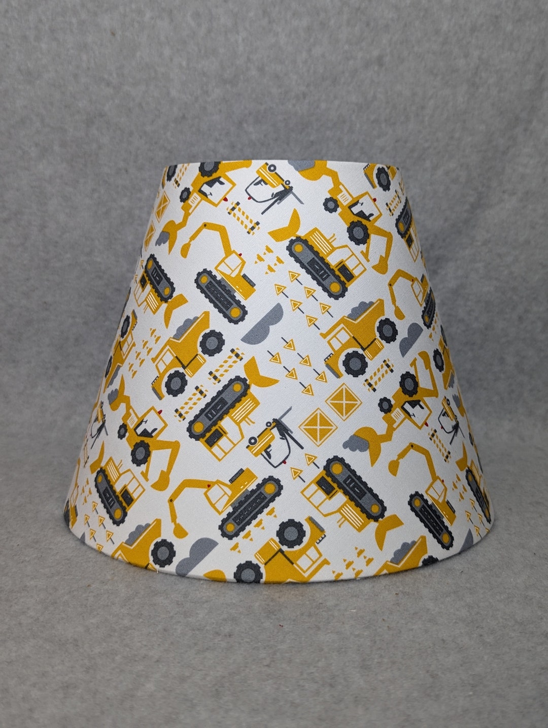 Kids Construction Lamp Shade. Dump Truck, Dozer, Crane, Cement, Tools ...