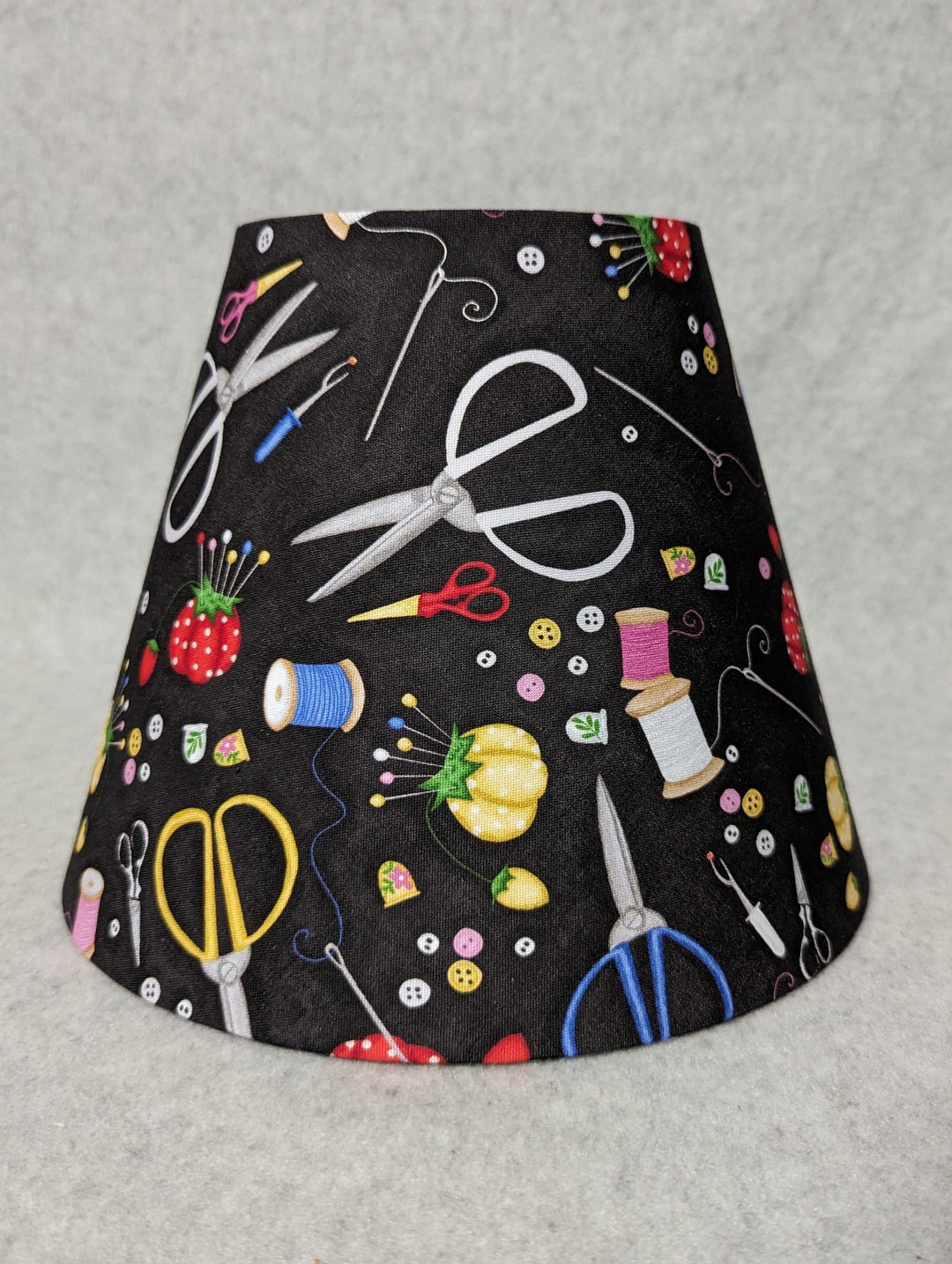 Sewing Lamp Shade. Black. Crafting. Sewing Machine, Scissors, Needle ...