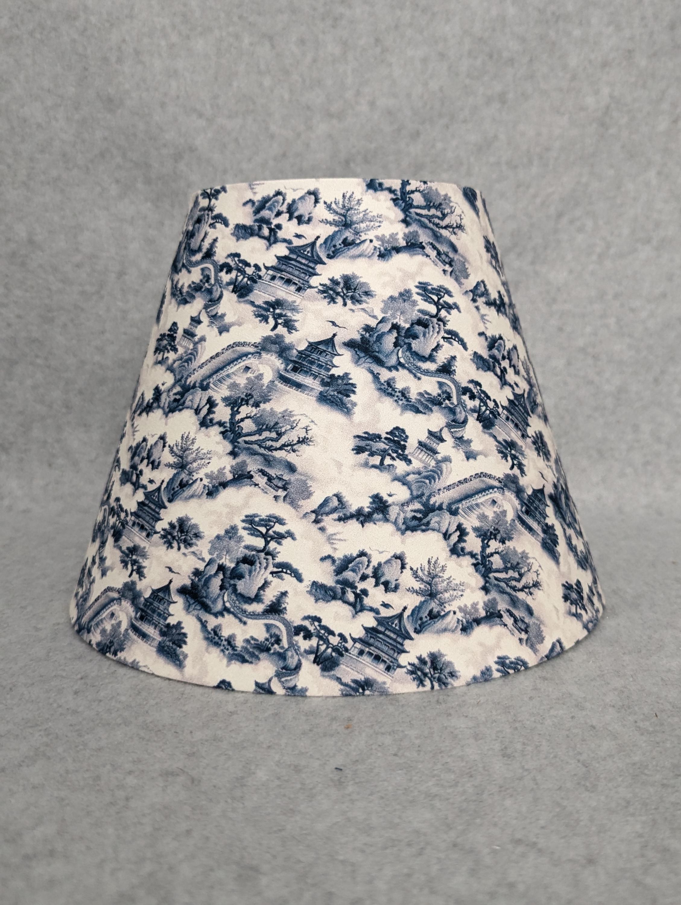 Blue Toile Lamp Shade. China. Great Wall. Tower. Shades Are 9.5" X 5" X ...