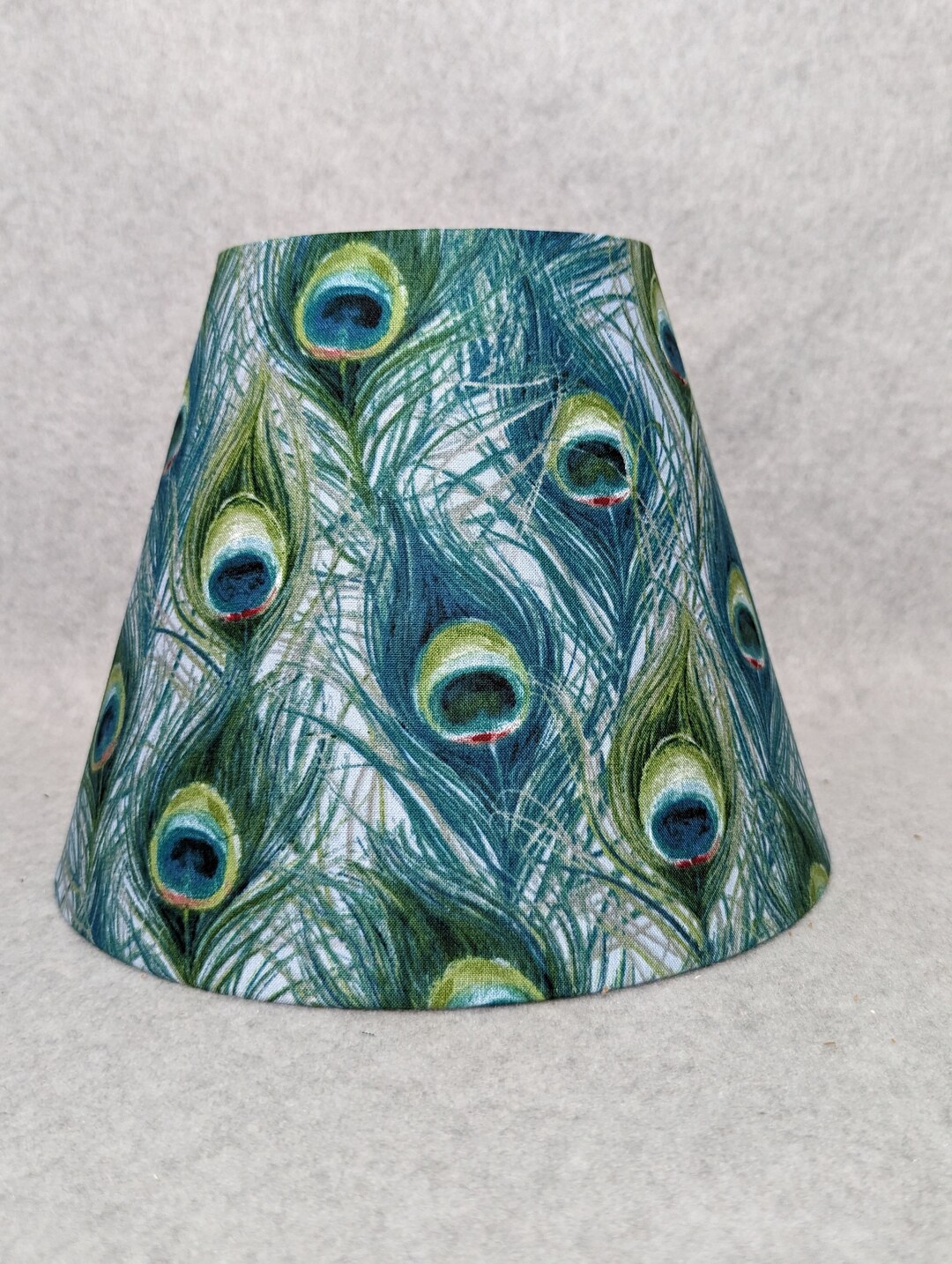 Peacock Feathers Lamp Shade. Feather. Green, Blue, Gold. Shade is 9.5 ...