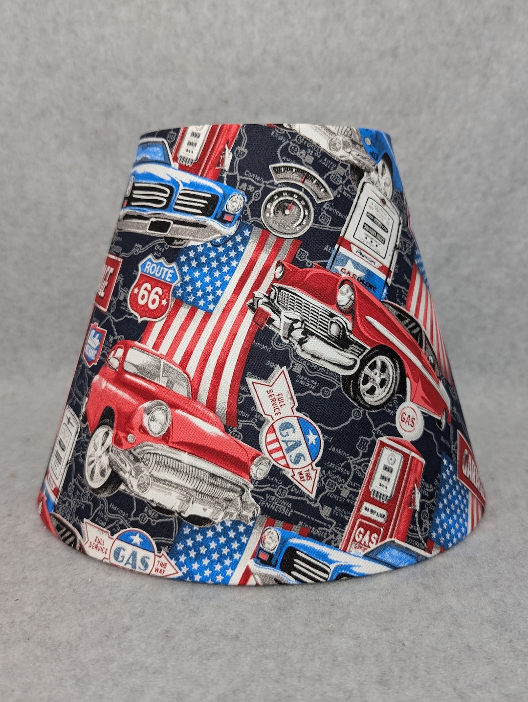 Classic Car Lamp Shade. Patriotic. Flag. Shades Are 9.5" X 5" X 7" Tall ...