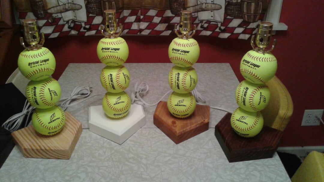 Softball Lamp. Made With Real Softballs. Yellow Balls. - Etsy