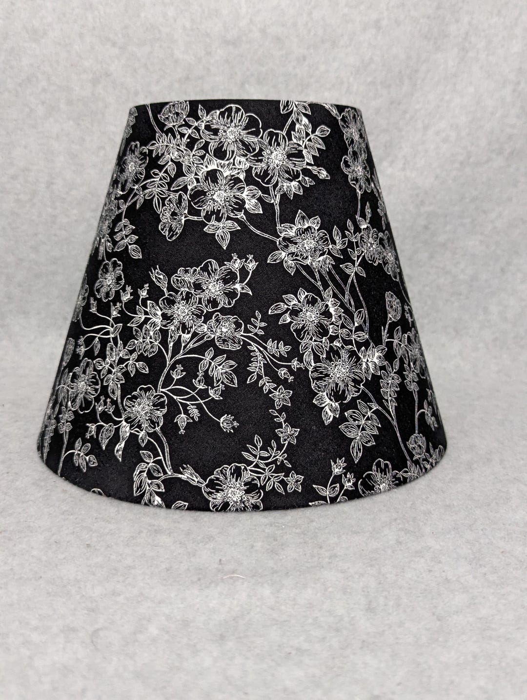 White Stencil Flowers Lamp Shade. Black and White. Sketch. Plants ...