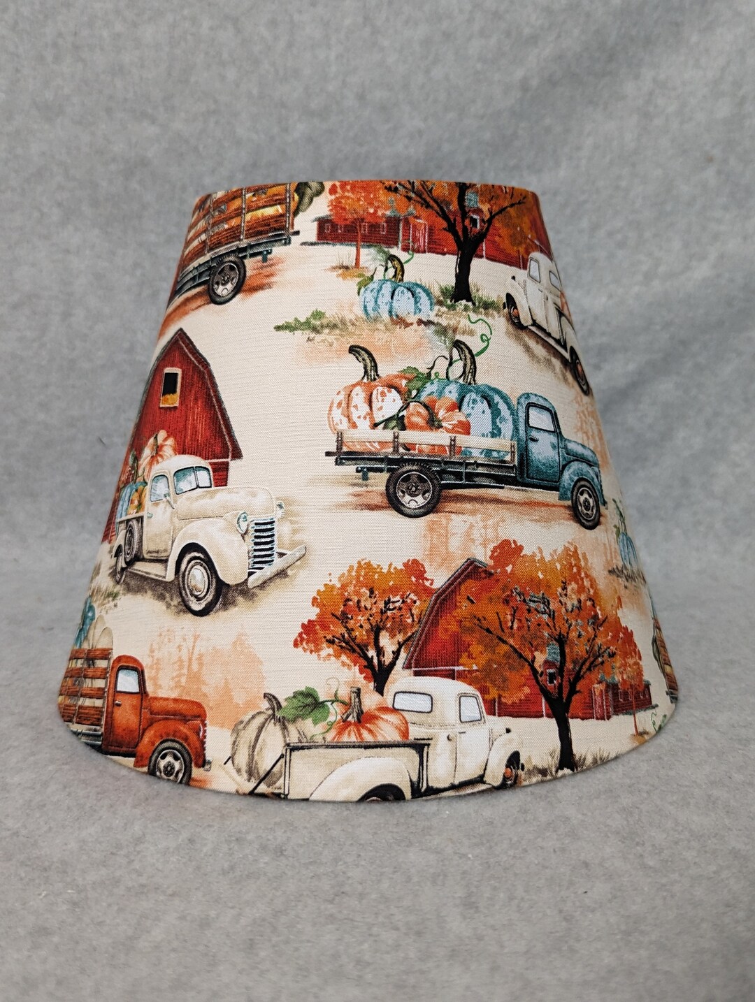 Fall Trucks and Pumpkins Lamp Shade. Leaves. Fall. Shades Are 9.5" X 5 ...