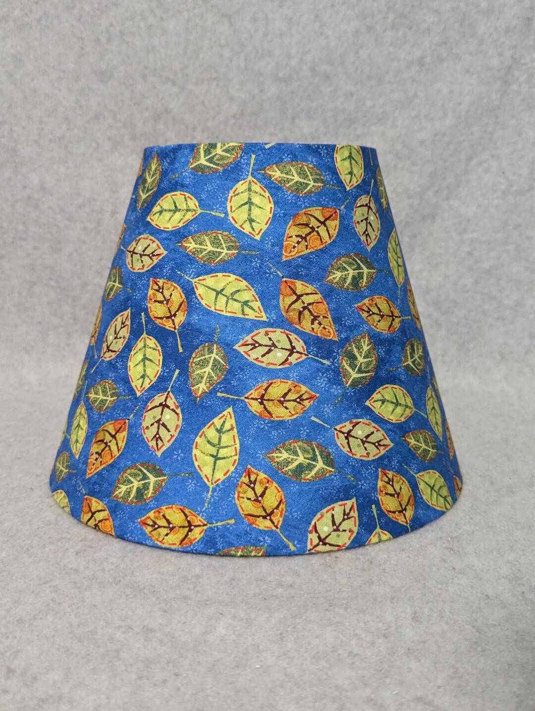 Green Leaves on Blue Lamp Shade. Cartoon. Leaf. Shades Are 9.5" X 5" X ...