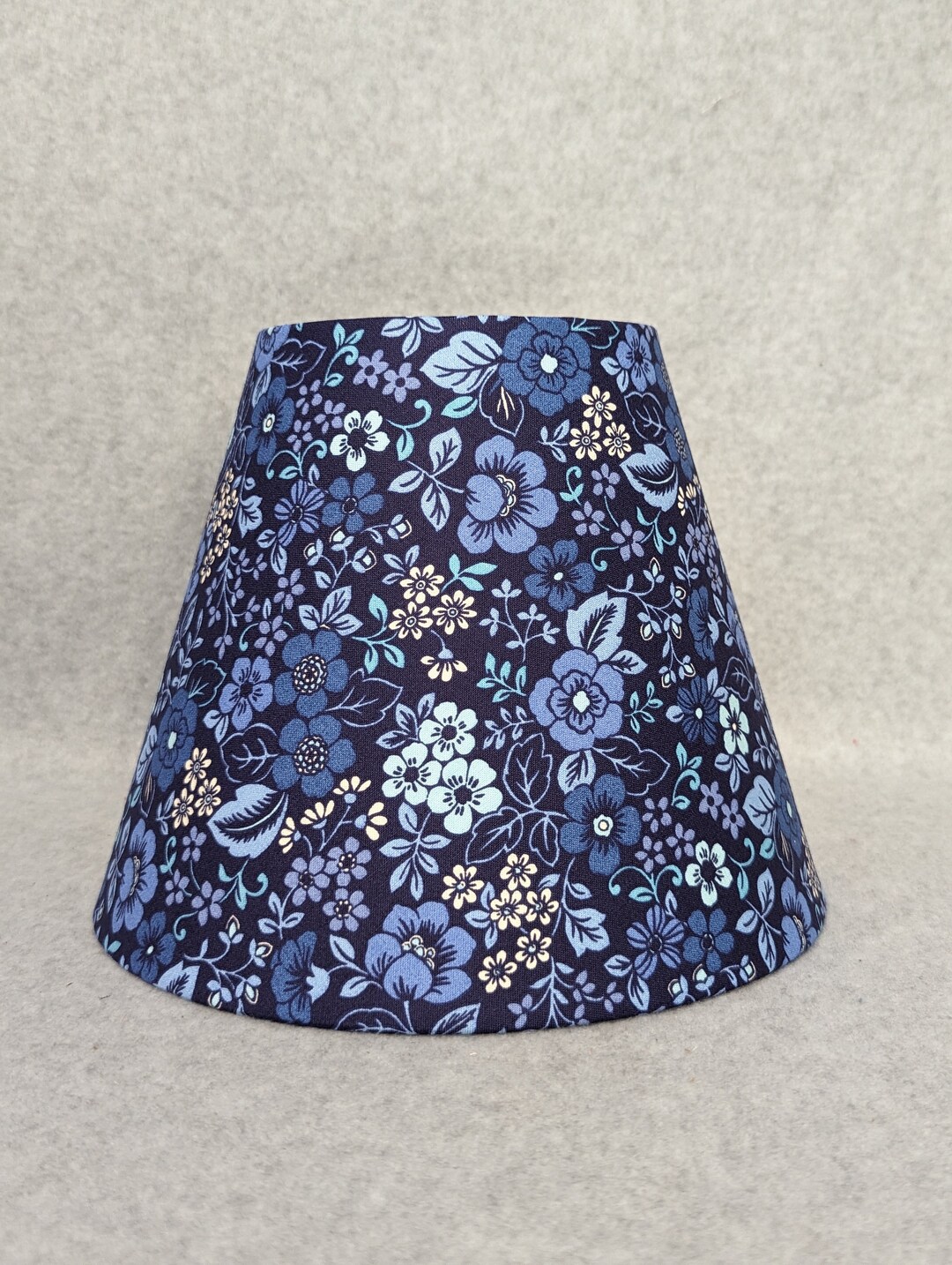 Blue Flowers Lamp Shade. Navy Blue Background. Petals. Bloom. Flower ...